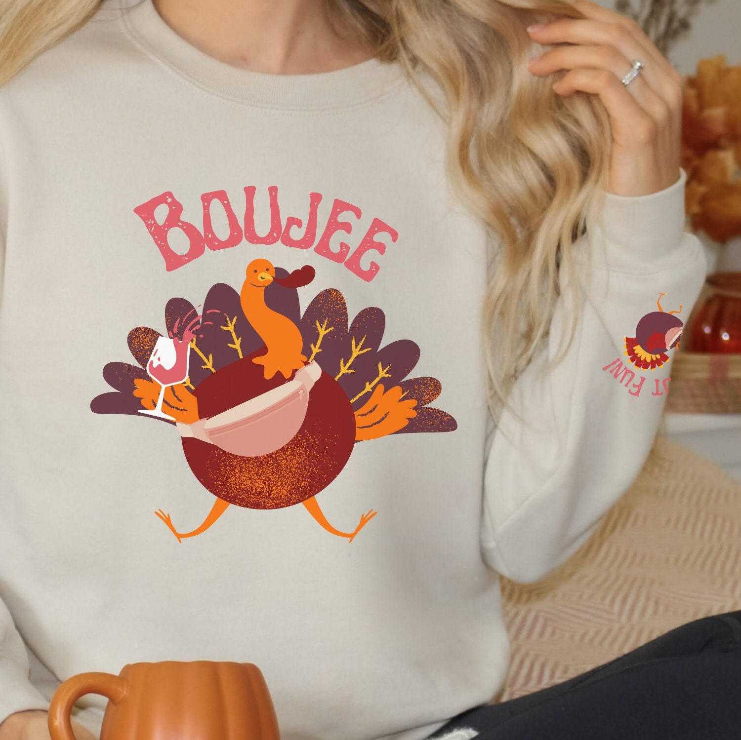 Boujee but Fun Turkey Drinking Wine Funny Thanksgiving - Etsy