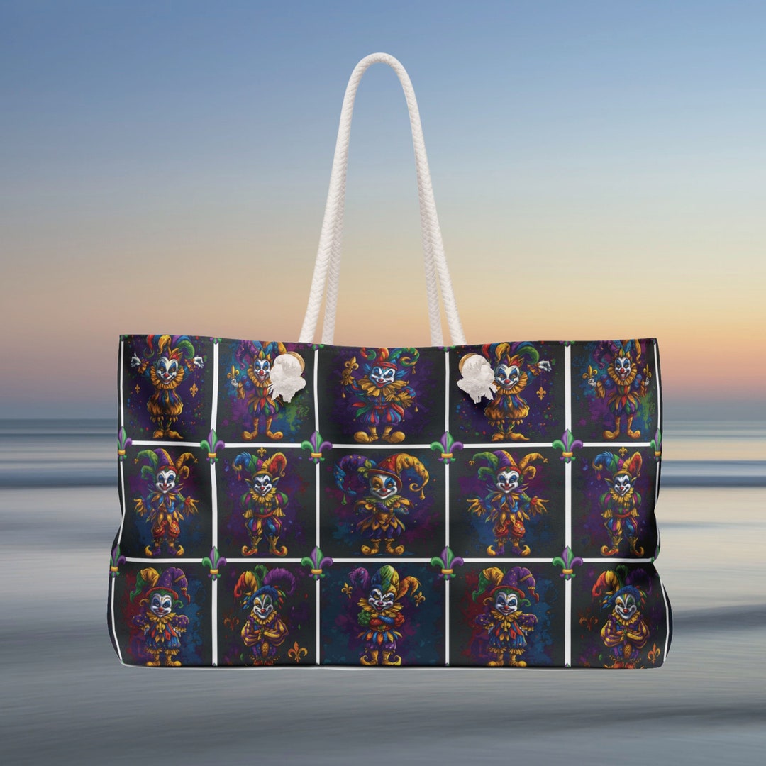 Jesters Weekender Bag, Overnight Bag, Mardi Gras Bag, Jester Bag, Clown ...