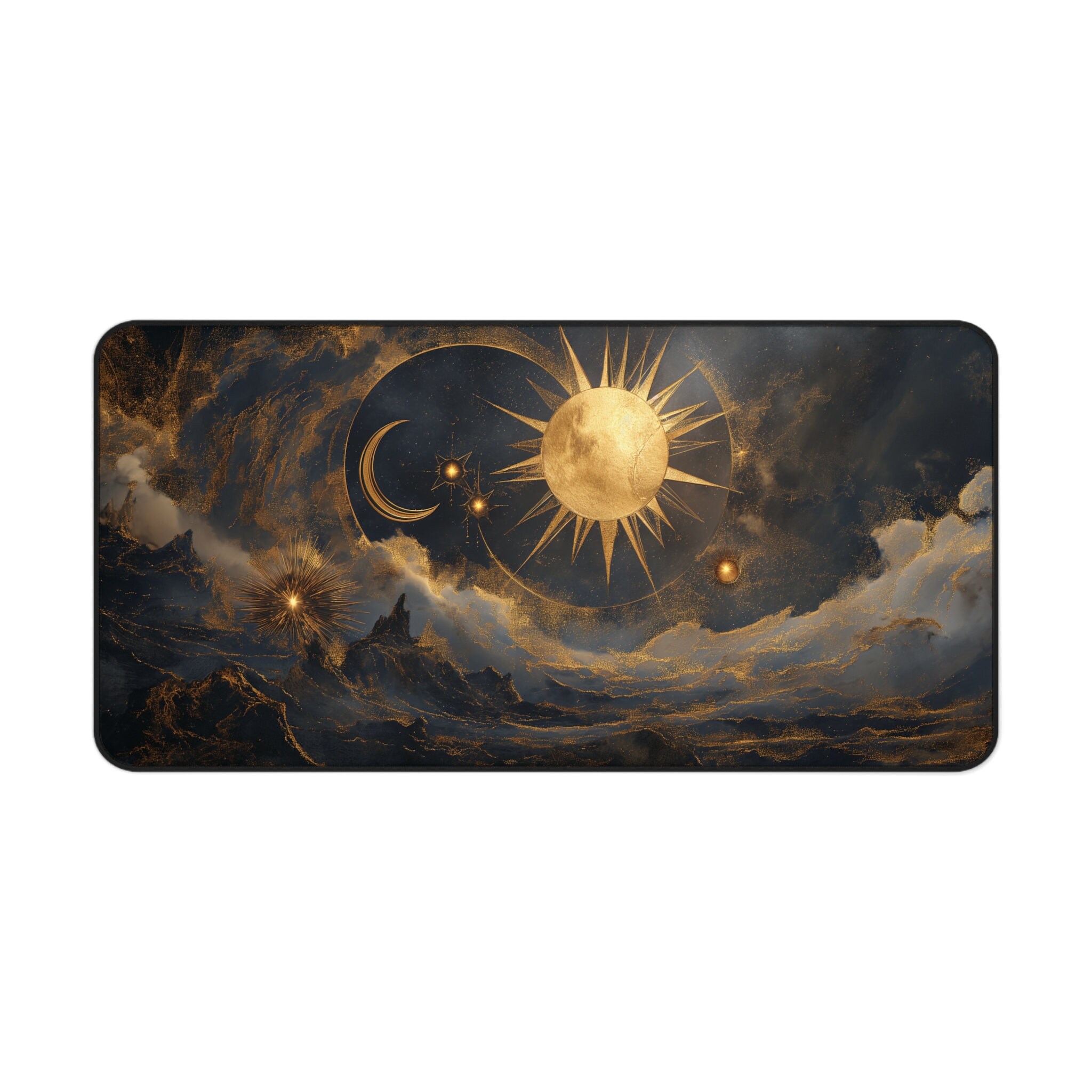 Sun Moon Stars Desk Mat ,celestial Desk Mats Mouse Pads, Desk Pad Moon, Planetary Desk ...