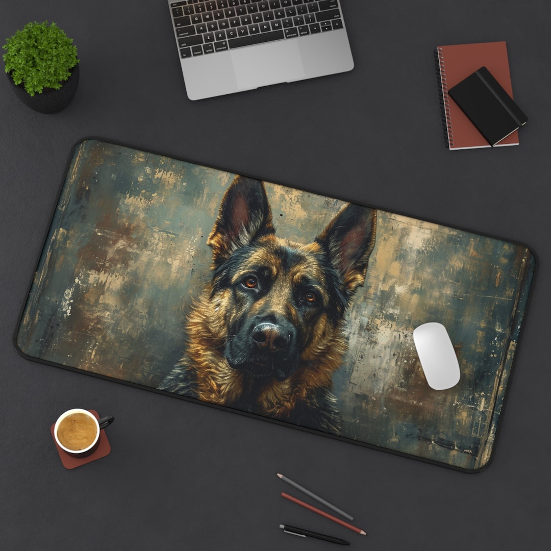 German Shepherd Desk Mat, Industrial Dogs Mouse Pad, GSD Desk ...