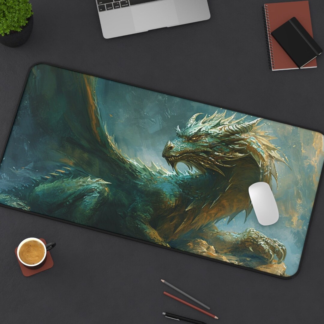 Desk Mat Dragon, Dragons Mouse Pad, Mystical Desk Pad Fantasy, Sci-fi ...