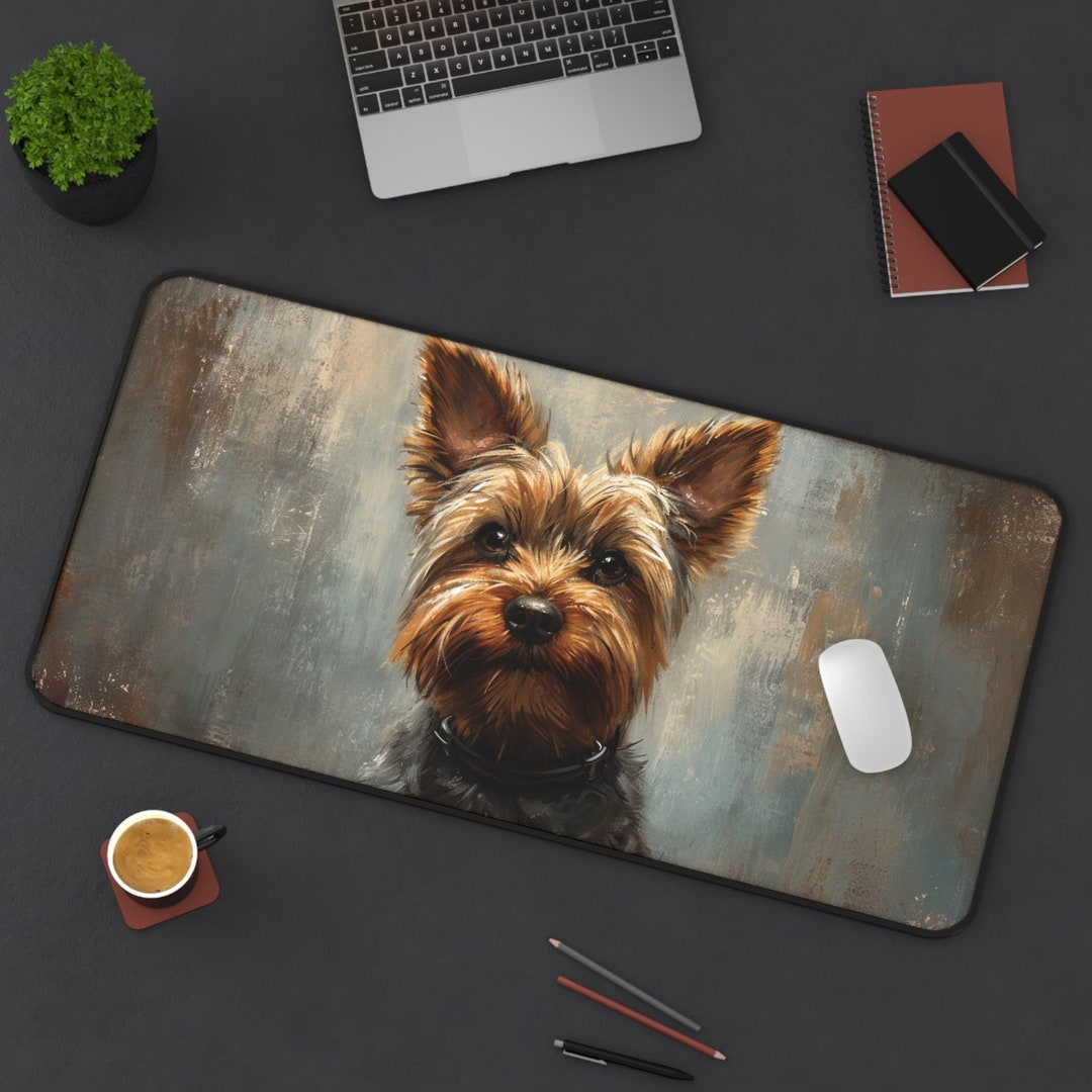Yorkie Desk Mat, Industrial Mouse Pad, Cute Dogs Desk Accessories, Boho ...