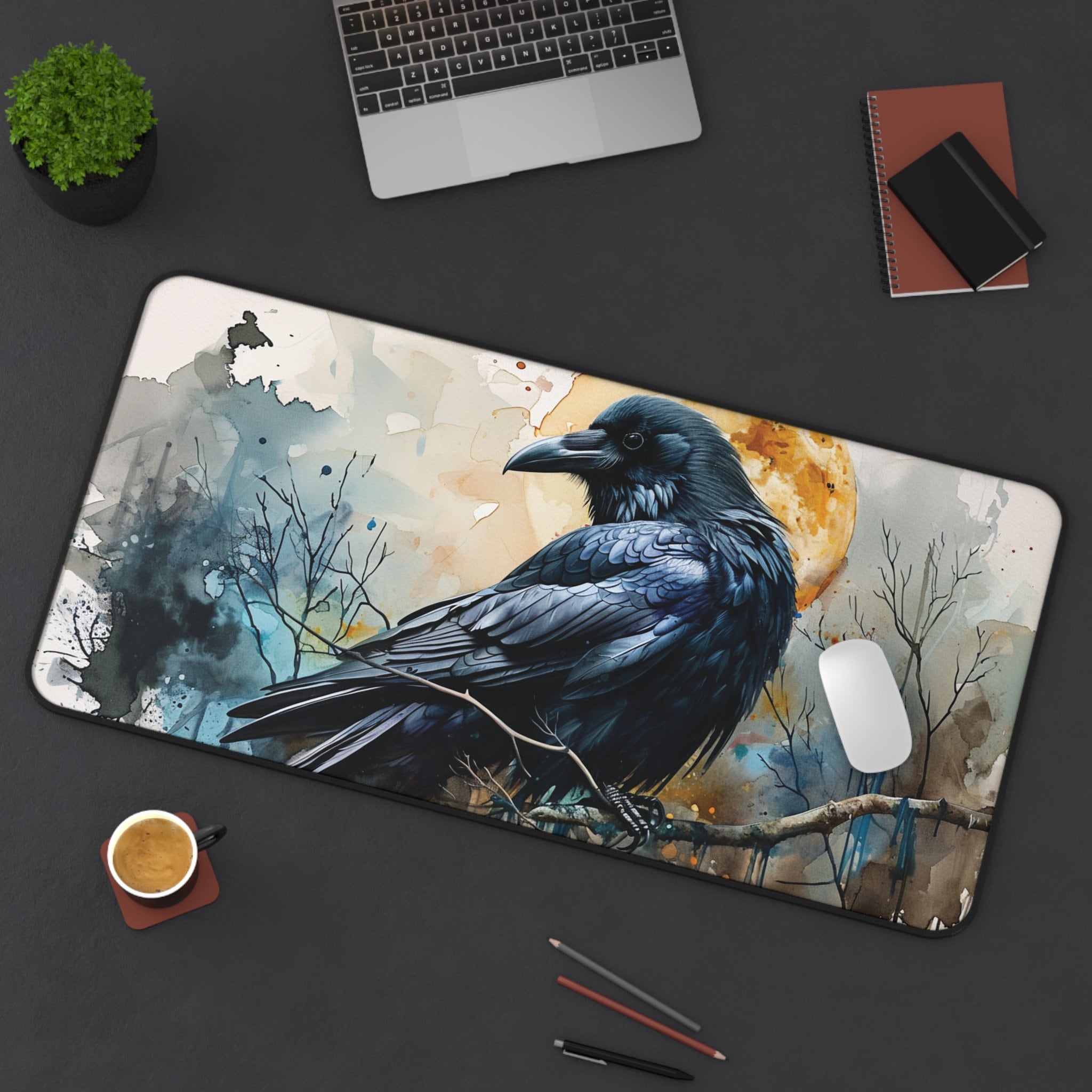 Crow Cottage Core, Desk Mat, Crow Profile, Crow Mouse Pad, Desk Pad ...