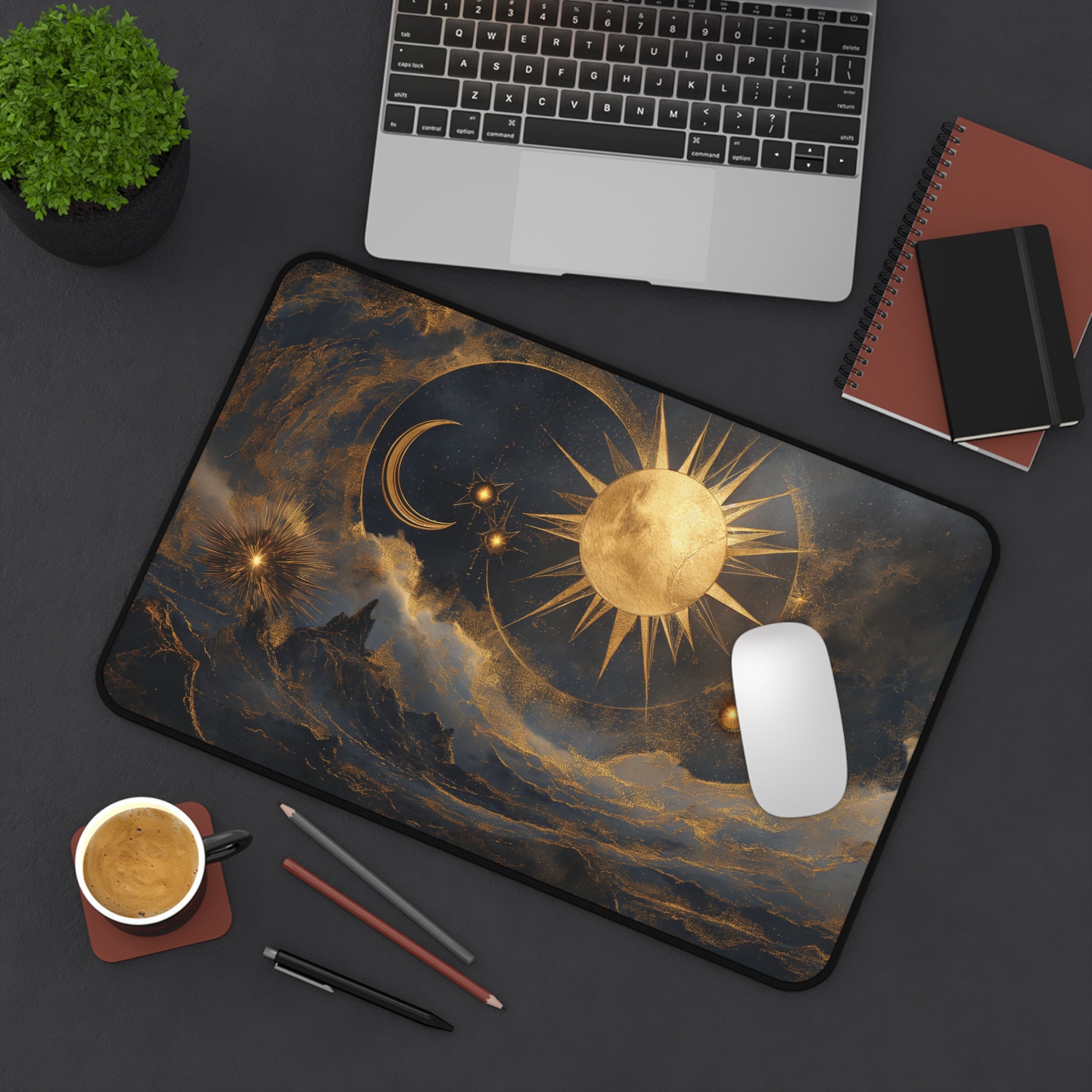 Sun Moon Stars Desk Mat ,celestial Desk Mats Mouse Pads, Desk Pad Moon ...