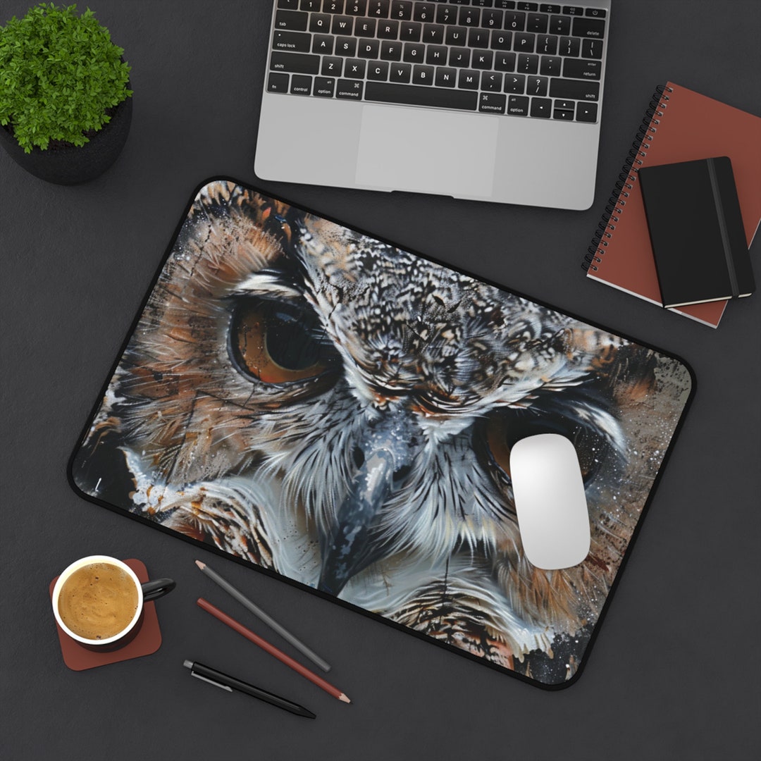 Great Horned Owl Desk Mat, Falconry, Owl Desk Mat, Ornithology Desk Pad ...