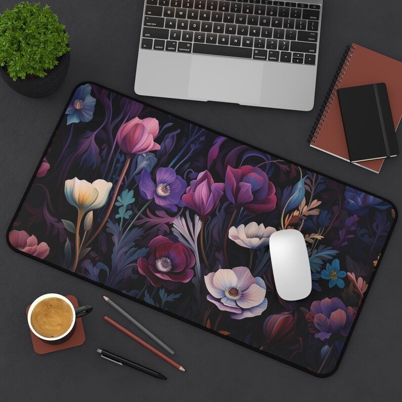 Nouveau Floral Boho Desk Mat, Cottage Core Mouse Pad, Desk Pad Flowers ...