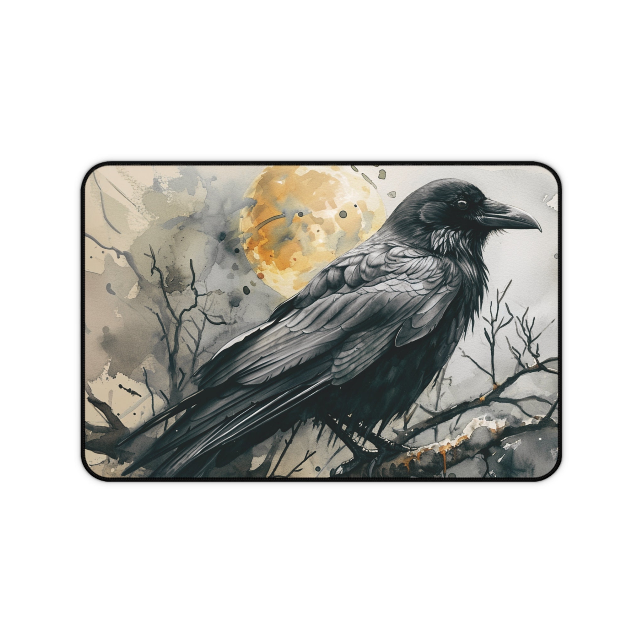 Gothic Crow Desk Mat, Crow Profile, Crow Mouse Pad, Desk Pad Crow, Bird ...