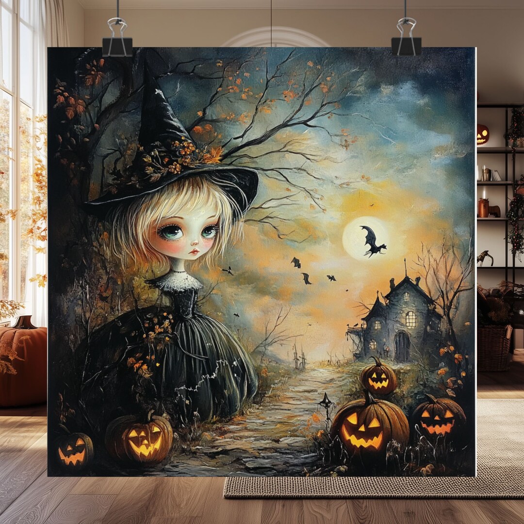 Cute Witch Poster, Witchy Wall Art, Halloween Poster, Wiccan, Haunted ...