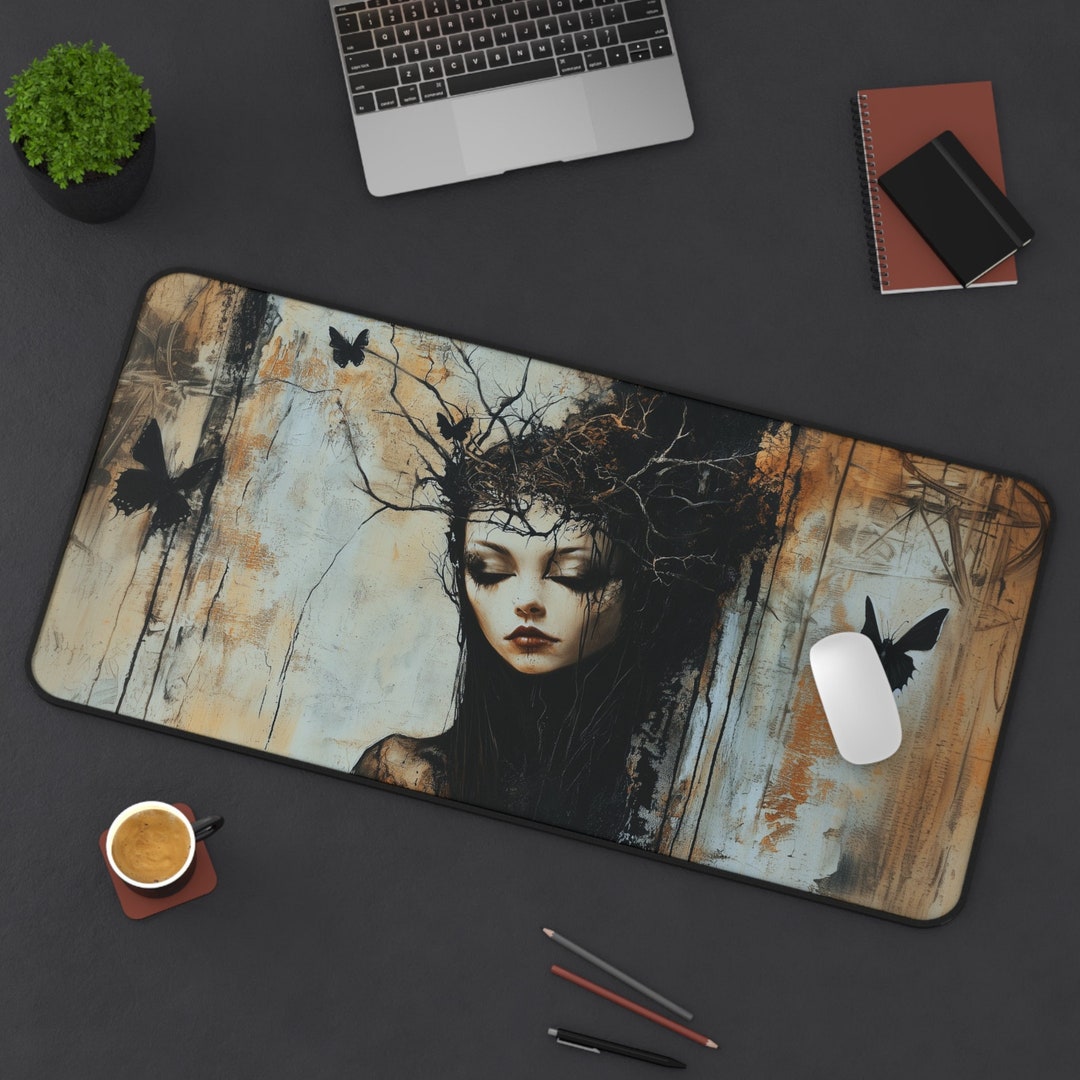 Woodland Nymph Desk Mat, Cottagecore Mousepad, Gnomes, Office ...
