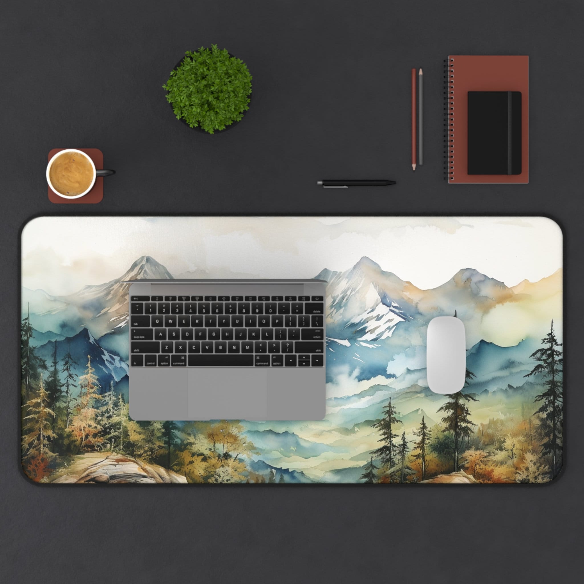 Mountain Landscape Desk Mat, Office Accessory, Mountains Mouse Pad ...
