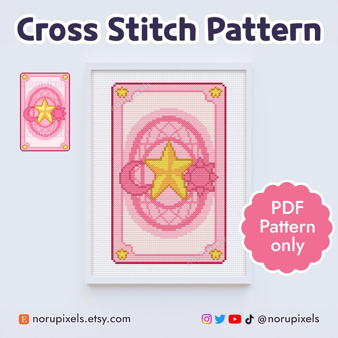 Sakura Clow Card Cross Stitch Pattern PDF | Magic Girl Cross Stitch PDF ...