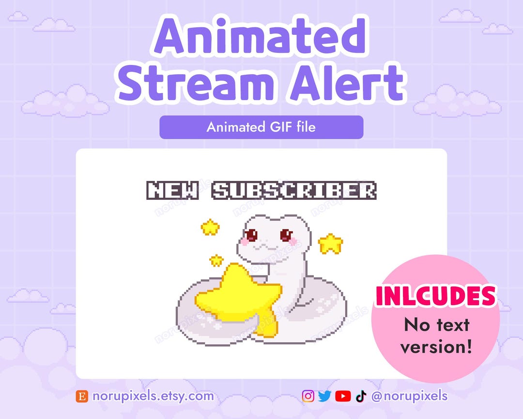 White Snake Stream Alert | Pixel Animated Twitch Alerts Cute Snake ...
