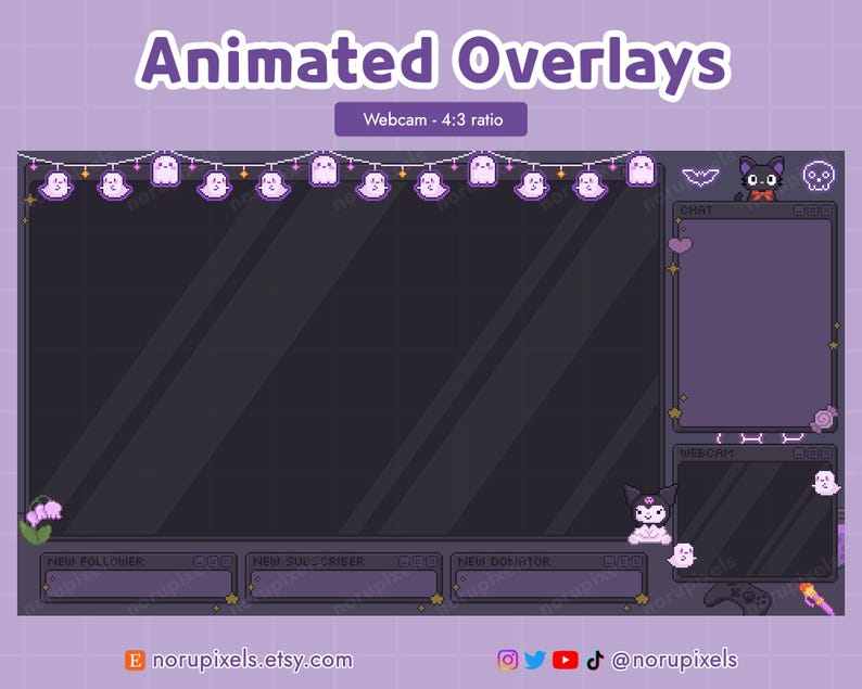 Halloween Kawaii Gothic Gamer Desk Animated Stream Overlays | Vtuber ...