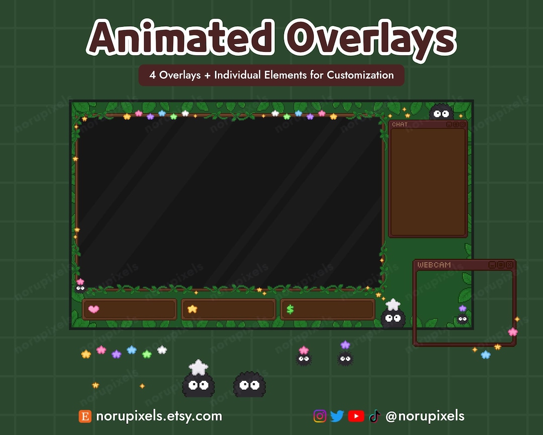 Animated Soot Sprite Stream Package, Cozy Pixel Art Forest Twitch ...