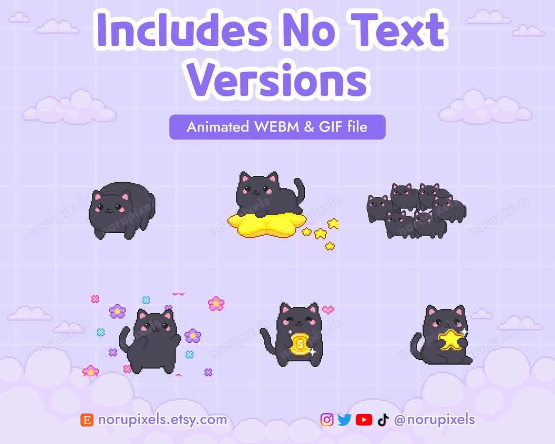 Animated Black Cat Twitch Stream Alerts Pack | Stream New Subscriber ...