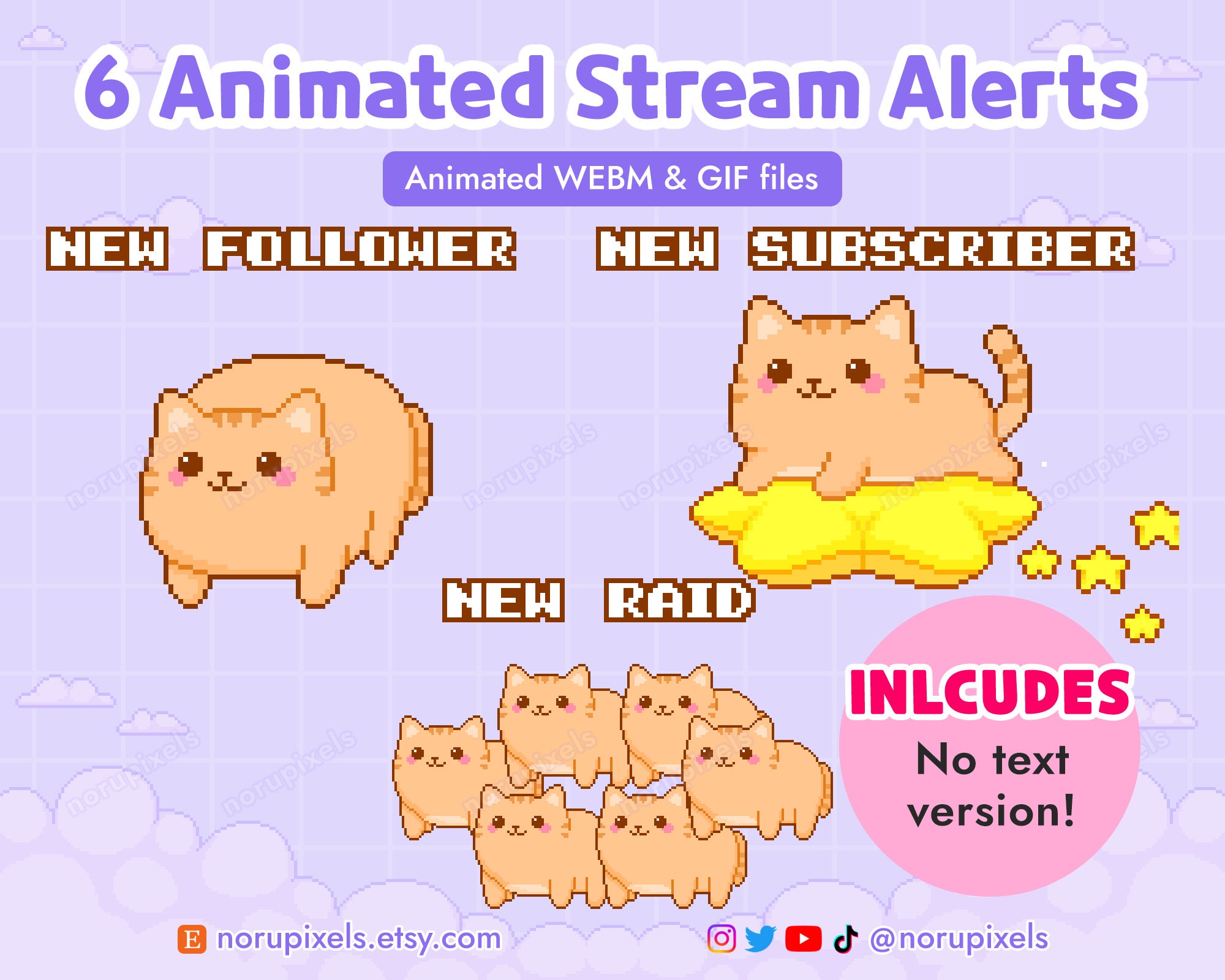 Orange Cat Twitch Stream Alerts Pack | Orange Tabby Cat Stream Alerts ...