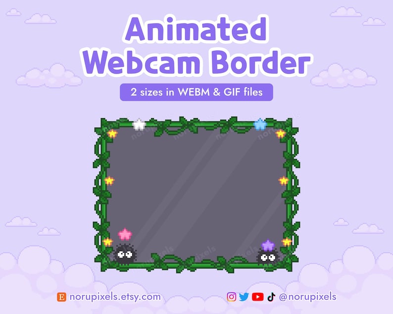 Forest Soot Sprite Webcam Overlay | Animated Leafy Webcam Border for ...
