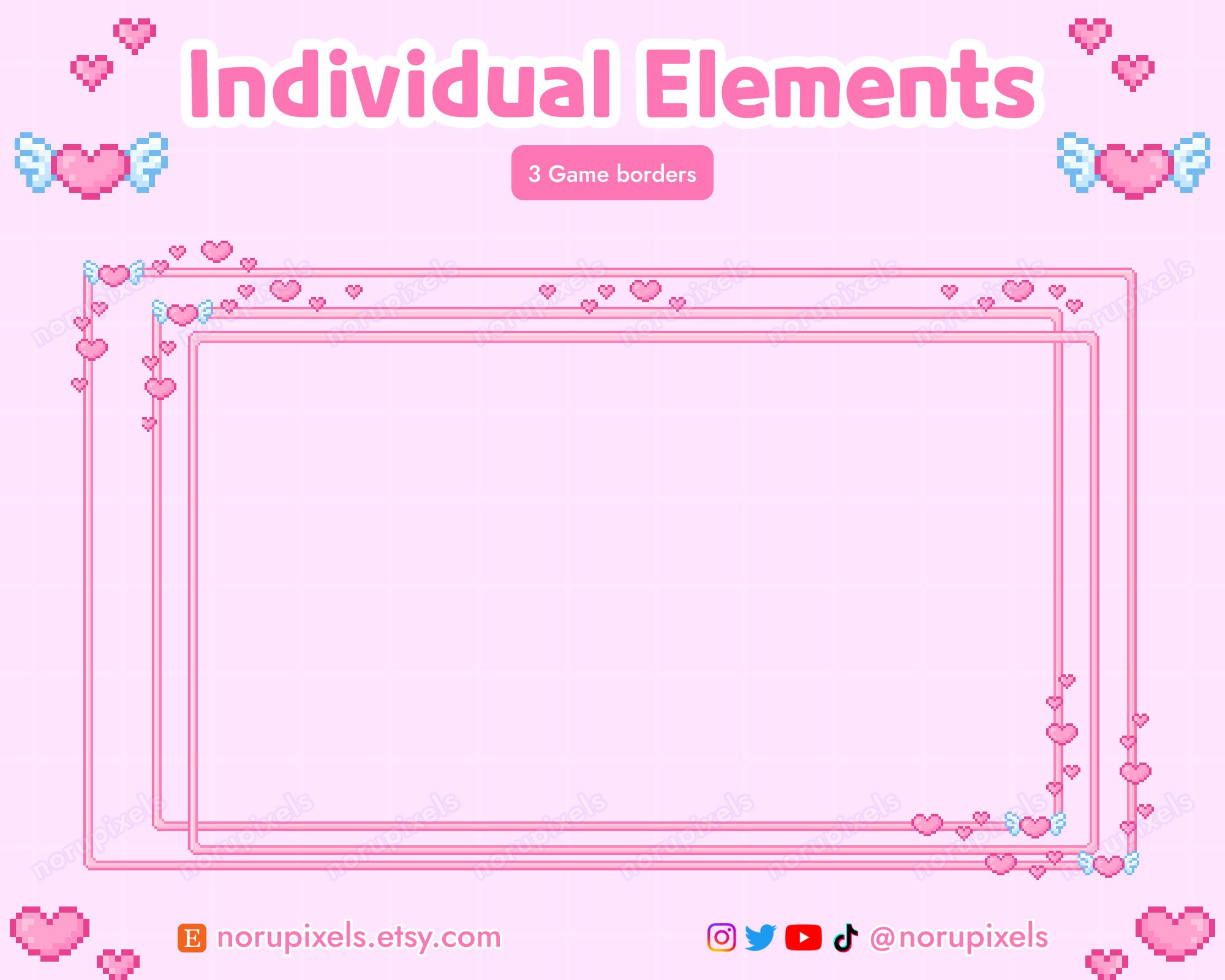 Kawaii Heart Stream Overlay Set for Twitch | Valentines Twitch Stream ...