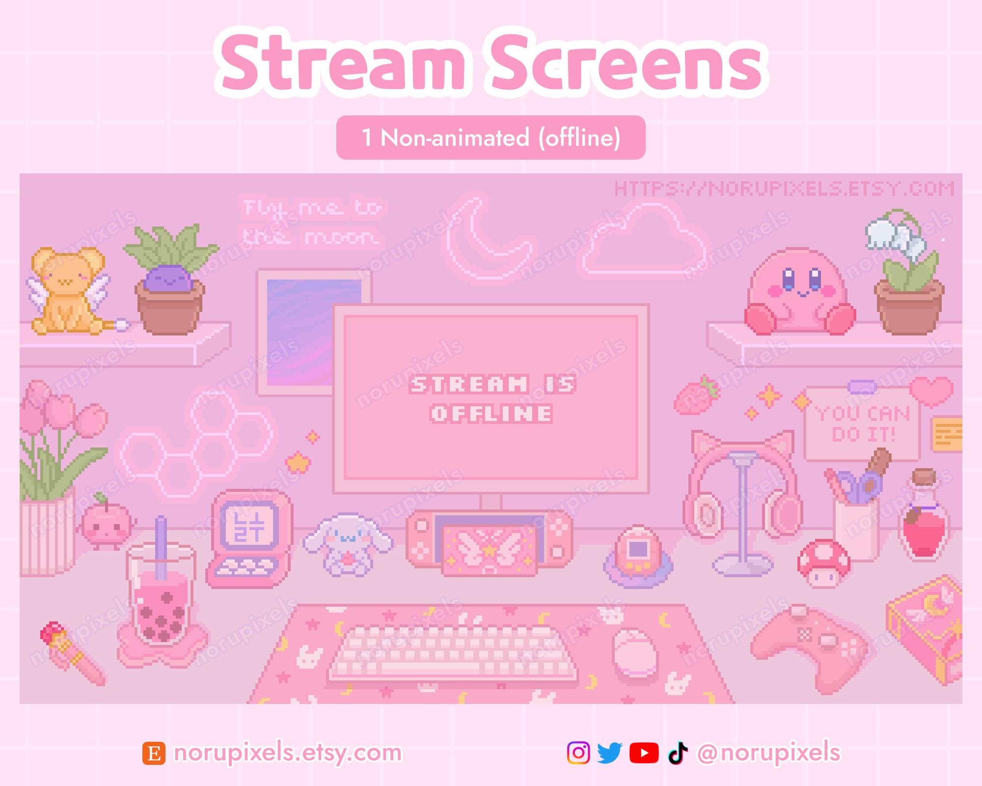 Pastel Pink Gamer Desk Stream Screens | Pastel Aesthetic Twitch Scenes ...