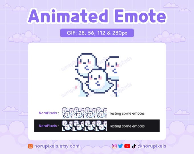 Kawaii Pixel Ghost Emote Set for Twitch Stream | Premade Twitch Emotes ...