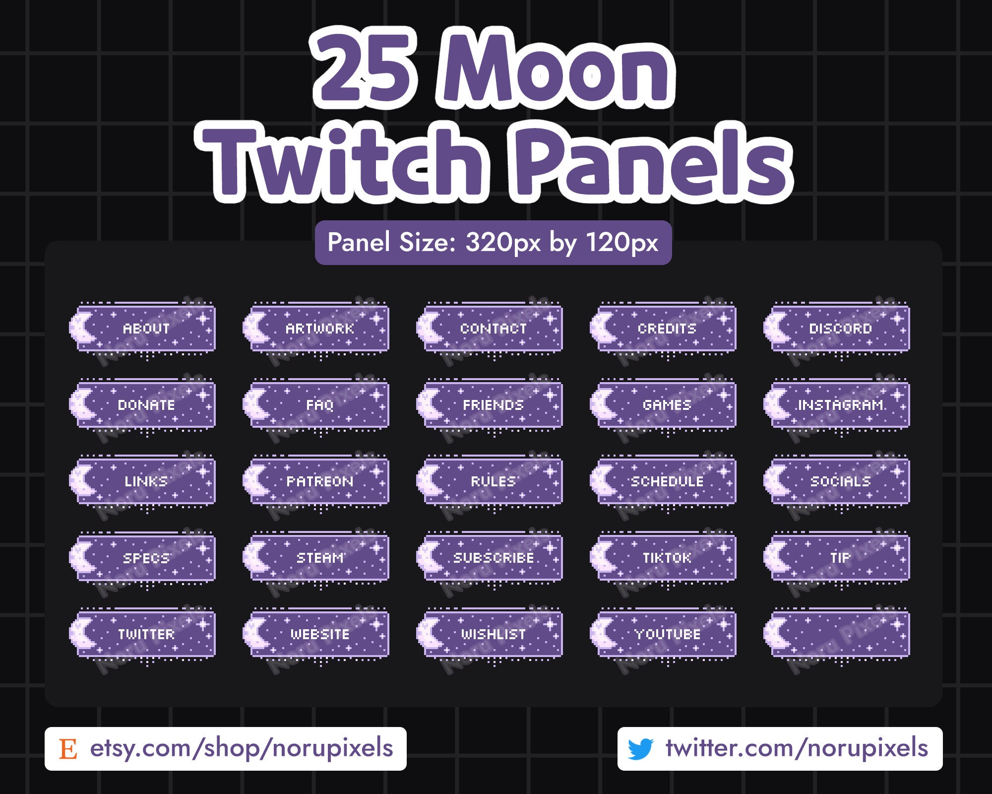 Pixel Moon Twitch Panels Celestial Moon Stream Panels 8 - Etsy Australia