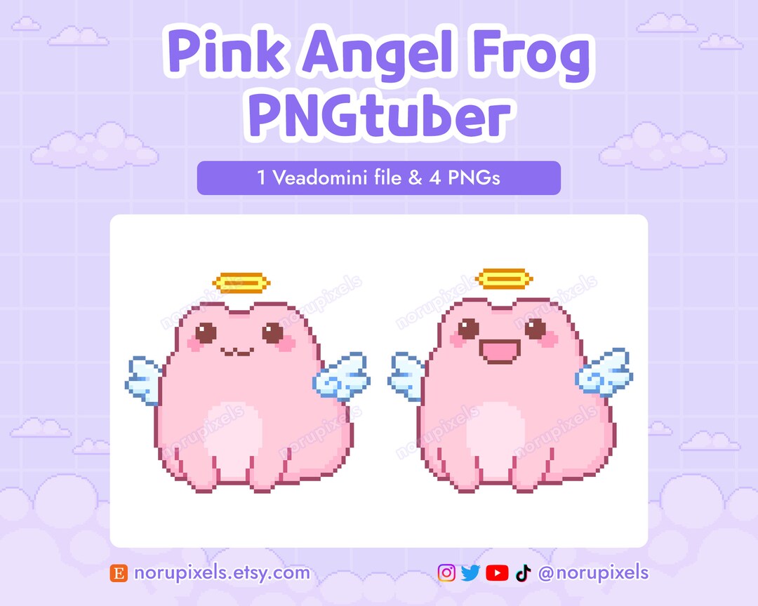 Angel Pink Frog Pngtuber Veadotube Mini for Twitch Streamer OBS Discord ...