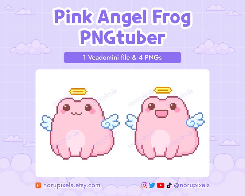 Angel Pink Frog Pngtuber Veadotube Mini for Twitch Streamer OBS Discord Cute Frog PNG Tuber - Etsy