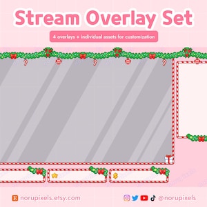 Christmas Stream Overlay Set for Twitch | Candy Cane Holiday Twitch ...