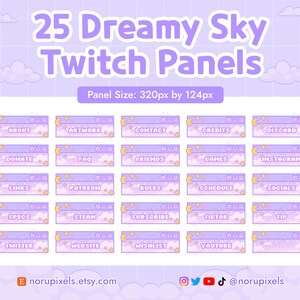 Pastel Aesthetic Pop up Box Window Twitch Panels | Purple Moon Sky ...
