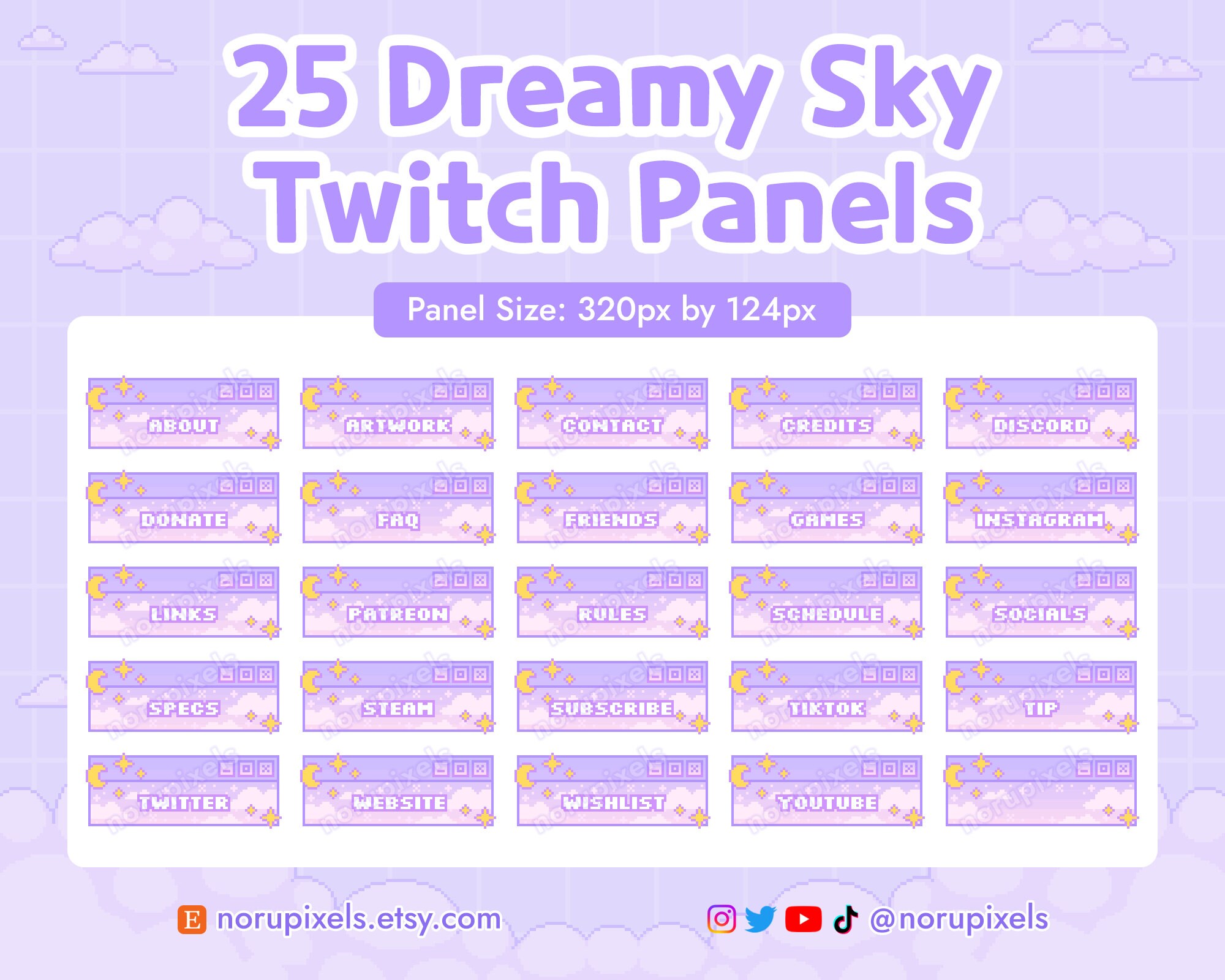 Pastel Aesthetic Pop up Box Window Twitch Panels Purple Moon Sky Stream ...