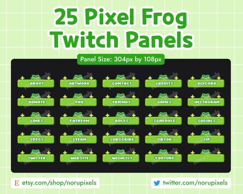 Pixel Frog Twitch Panels Green Frog Stream Panels Pixel Art for Twitch ...