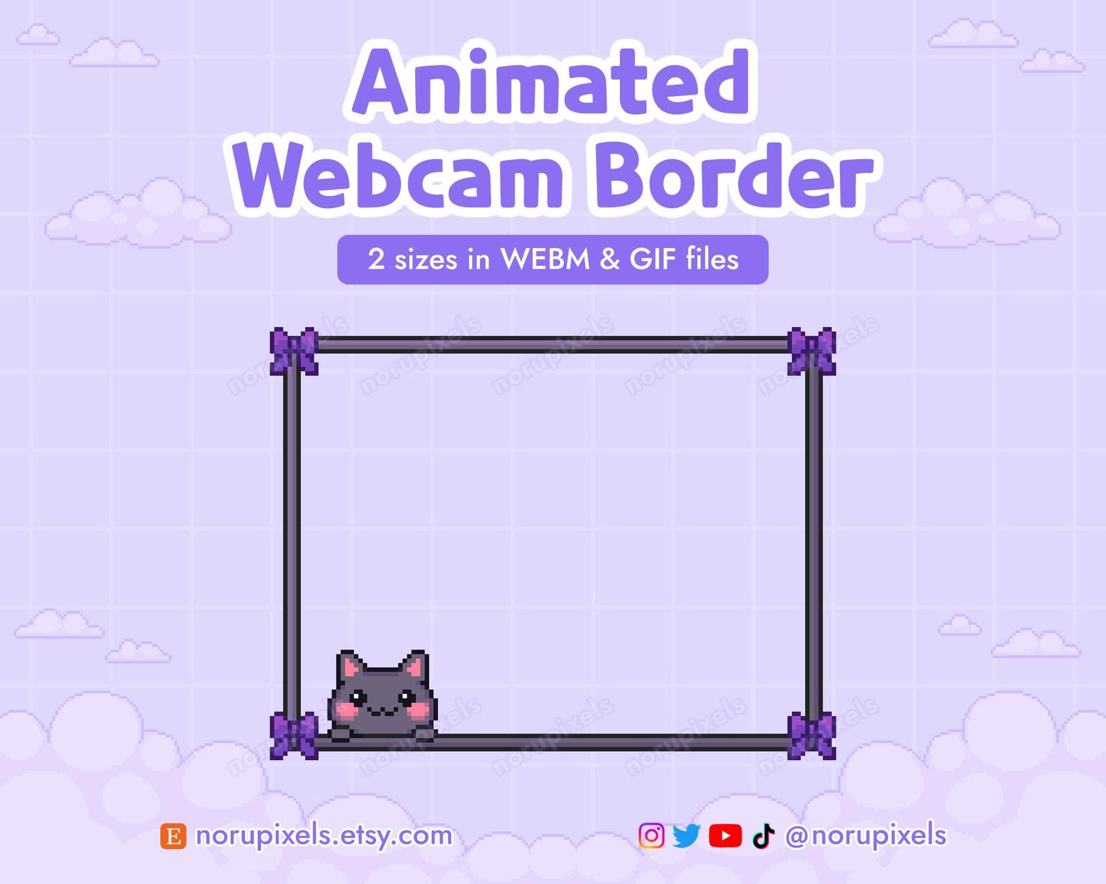Black Kitty Webcam Border for Twitch Stream | Kawaii Cat Twitch ...