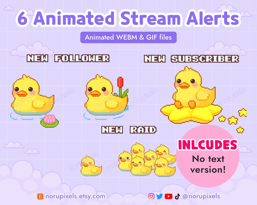 Cute Duck Twitch Stream Alerts Pack | Yellow Duck Stream Alerts - Etsy