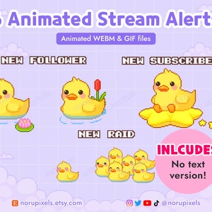 Cute Duck Twitch Stream Alerts Pack | Yellow Duck Stream Alerts - Etsy