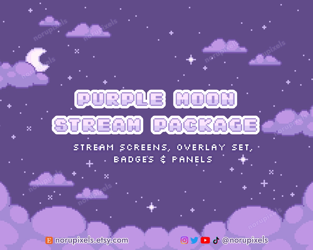 Celestial Purple Moon Twitch Stream Pack | Celestial Moon Stream ...