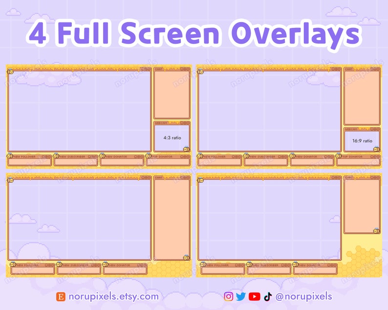Bee Twitch Stream Overlay Package | Honey Bee Animated Stream Screens ...