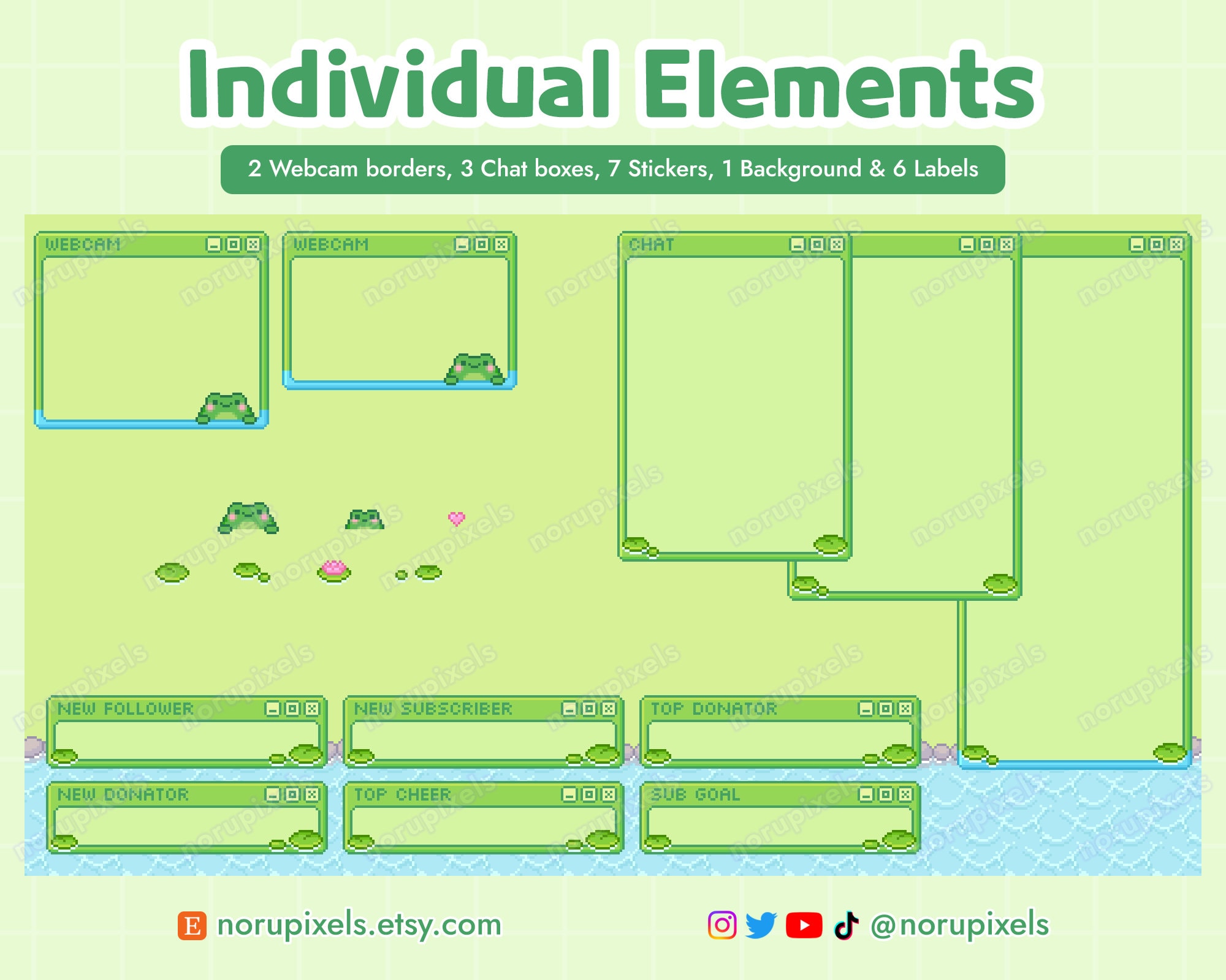 Cute Frog Pond Stream Overlay Set for Twitch Streams Kawaii Frog ...
