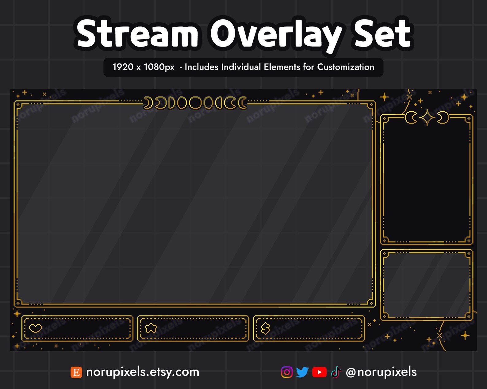 Celestial Moon Phases Overlay Set for Twitch Streams | Starry Sky ...