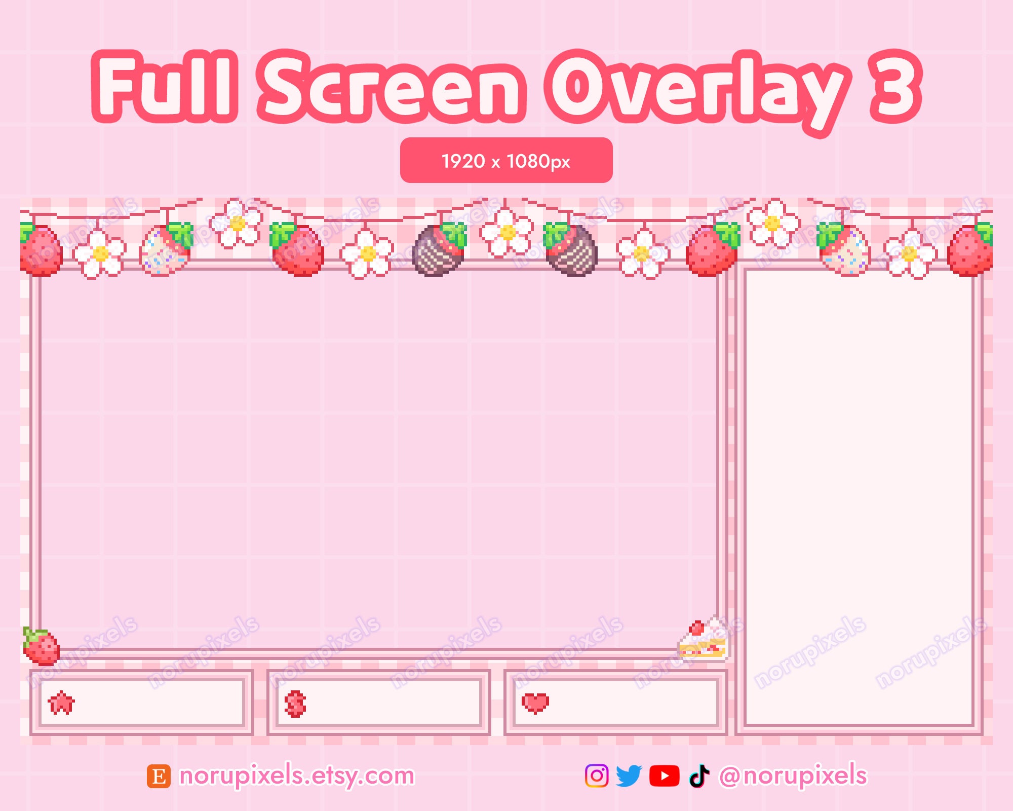 Strawberry Cottagecore Twitch Stream Overlay Set Pink Cottagecore ...
