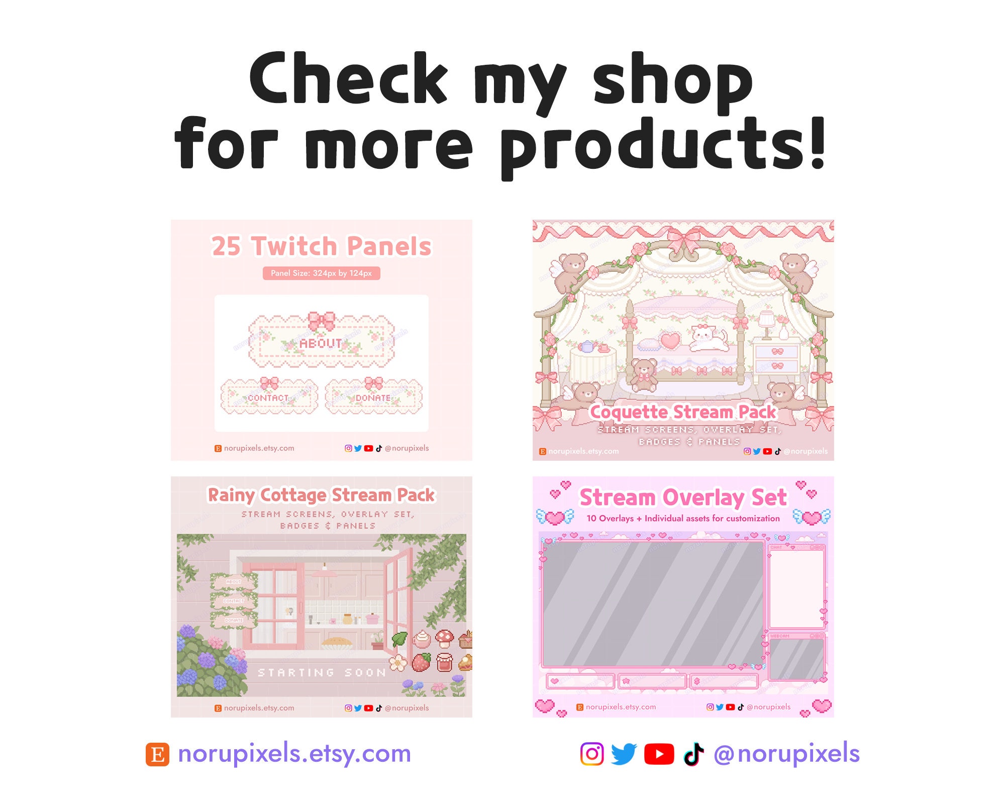 Coquette Aesthetic Teddy Stream Overlay Set for Twitch | Coquette Bears ...