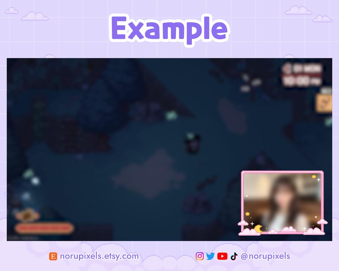 Kawaii Pink Animated Webcam Border for Twitch Stream | Moon Animated ...