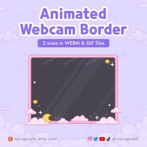 Kawaii Pink Animated Webcam Border for Twitch Stream | Moon Animated ...