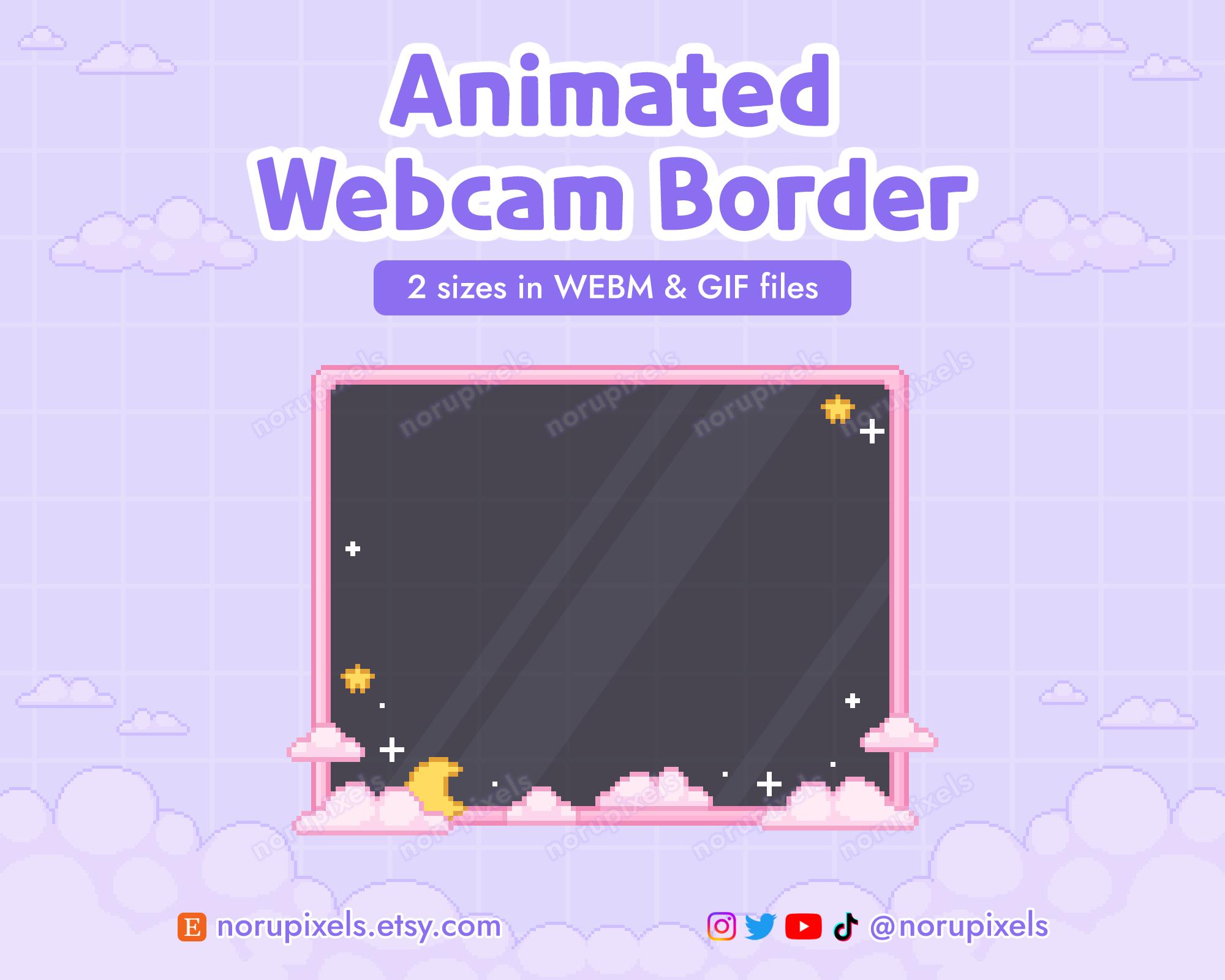 Kawaii Pink Animated Webcam Border for Twitch Stream | Moon Animated ...