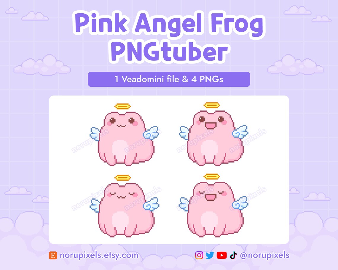 Angel Pink Frog Pngtuber Veadotube Mini for Twitch Streamer OBS Discord ...