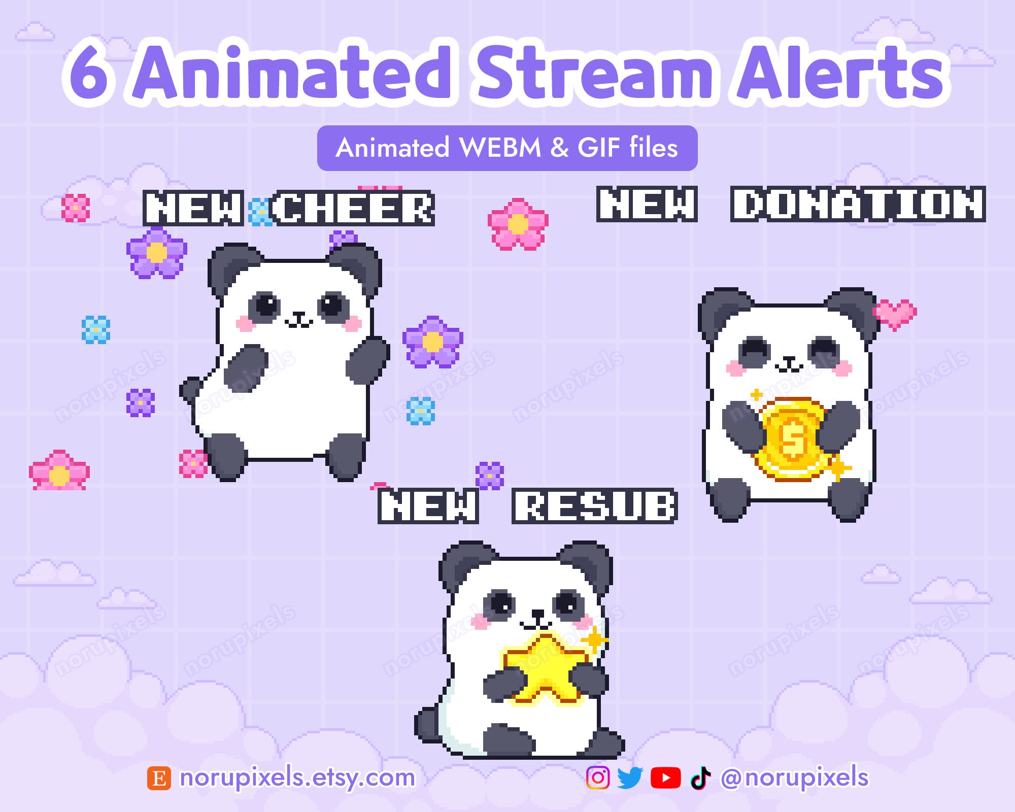Animated Panda Stream Alerts Pack Cute Panda Twitch Stream - Etsy