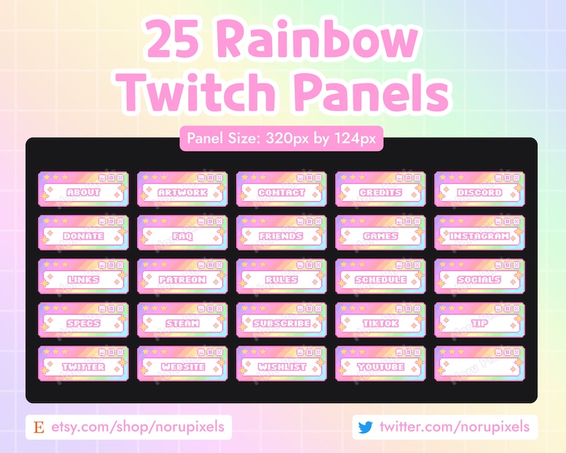 Kawaii Rainbow Aesthetic Pop up Window Twitch Panels | Kawaii Stream ...