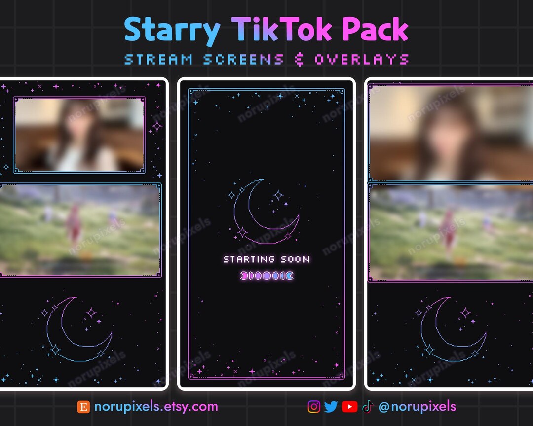 Celestial Starry Tiktok Stream Pack | Black Tiktok Live Stream Overlays ...