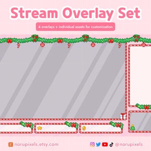 Christmas Stream Overlay Set for Twitch | Candy Cane Holiday Twitch ...