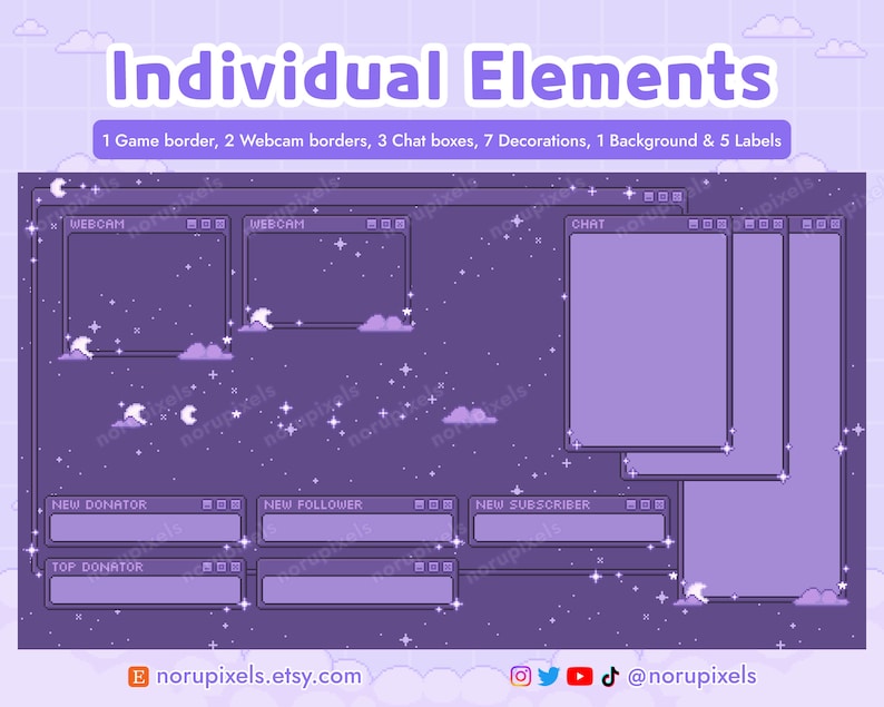 Celestial Purple Moon Twitch Stream Pack | Celestial Moon Stream ...