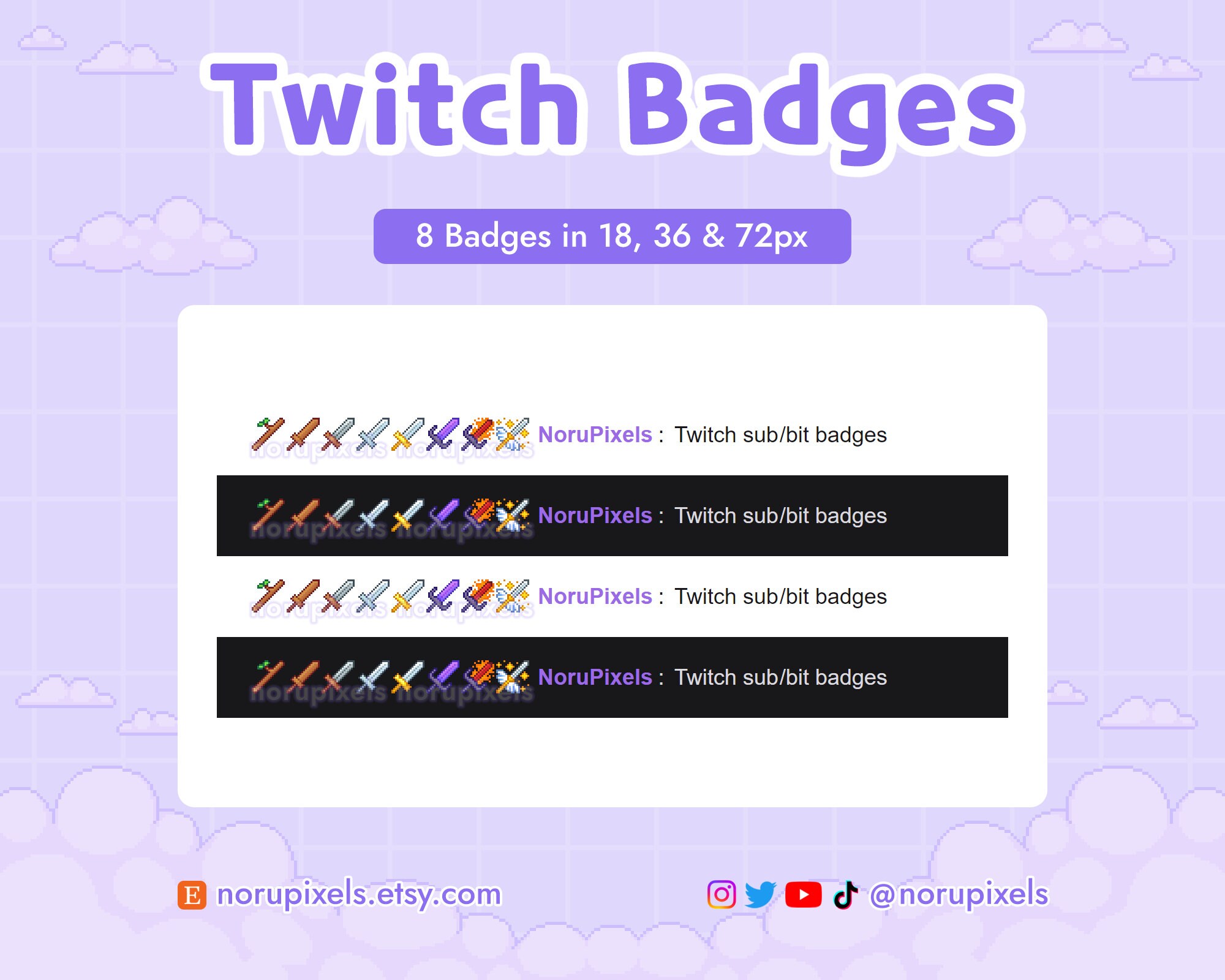 Pixel Swords RPG Warrior Twitch Sub Badges Swords 8 Bit Badges Premade ...